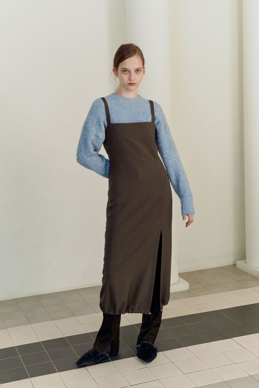 DRAW STRING STRAP DRESS BROWN - 감도 깊은 취향 셀렉트샵 29CM