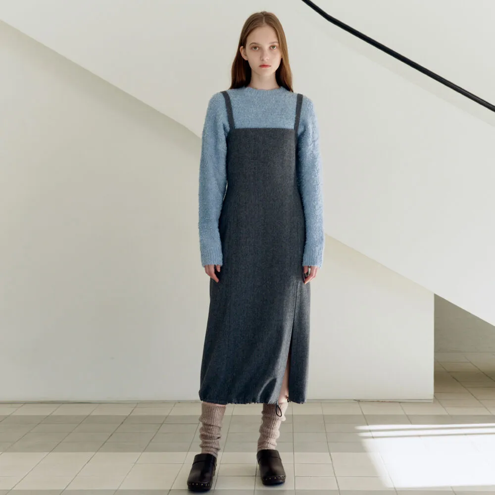 DRAW STRING STRAP DRESS GREY HERRINGBONE - 감도 깊은 취향 셀렉트샵 29CM