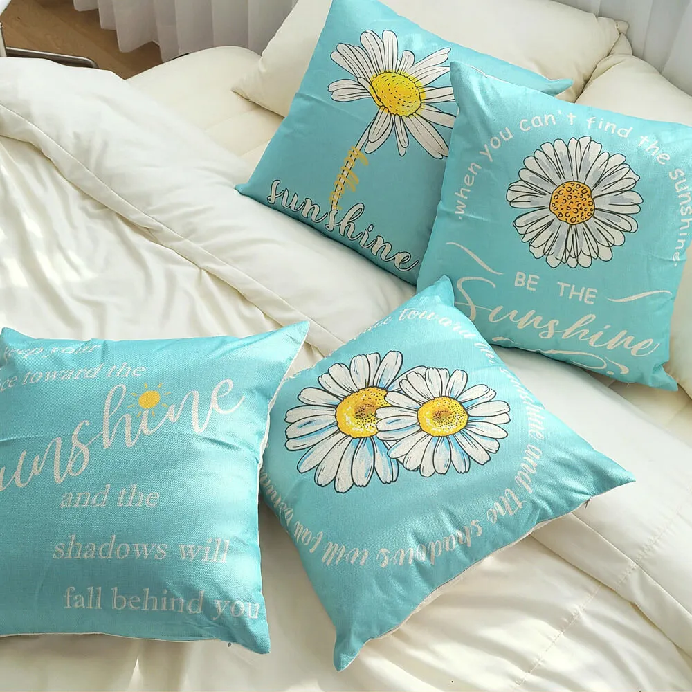 러프 소파 쿠션(솜포함) 민트플라워 45x45 - 감도 깊은 취향 셀렉트샵 29CM