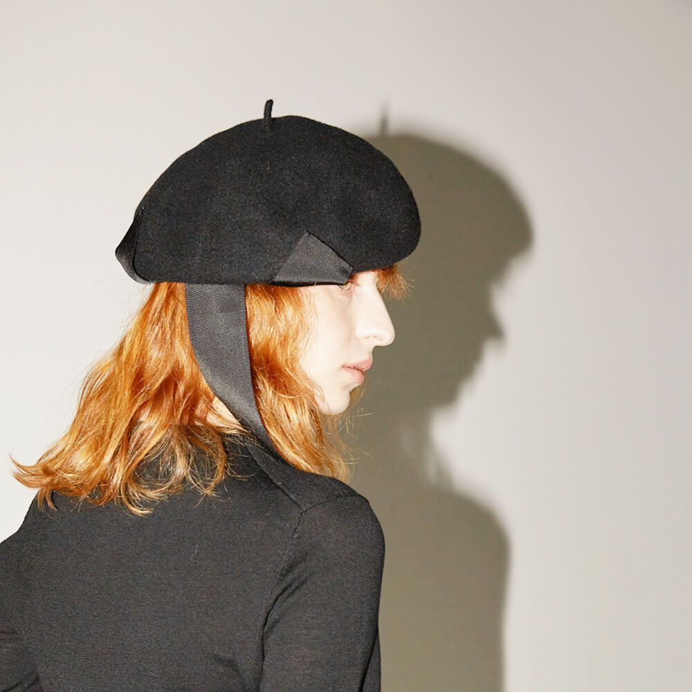 Wool Jersey Ribbon Beret - BLACK - 감도 깊은 취향 셀렉트샵 29CM