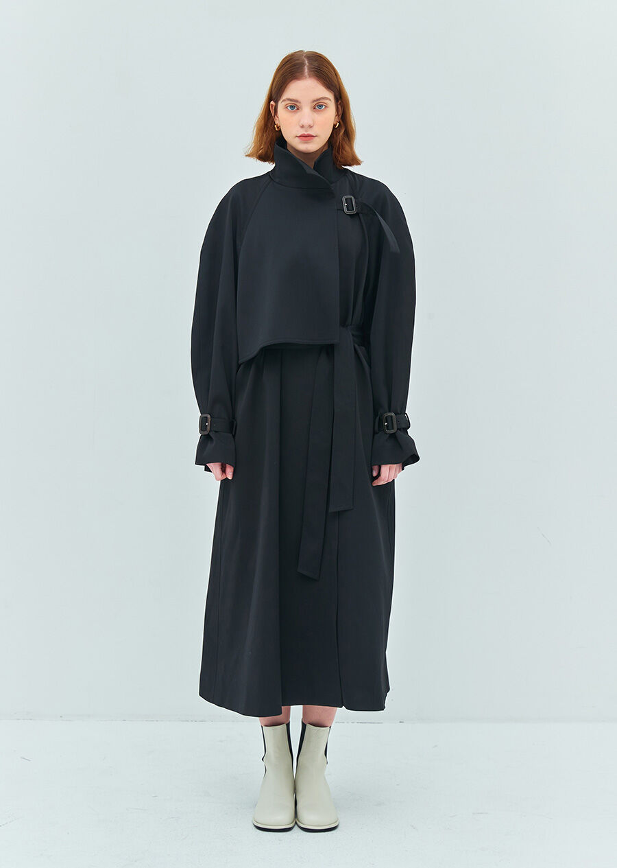 SEMI FLAP ROBE TRENCH COAT (moat black) - 감도 깊은 취향 셀렉트샵 29CM