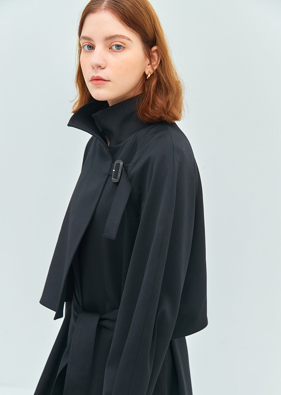 SEMI FLAP ROBE TRENCH COAT (moat black) - 감도 깊은 취향 셀렉트샵 29CM