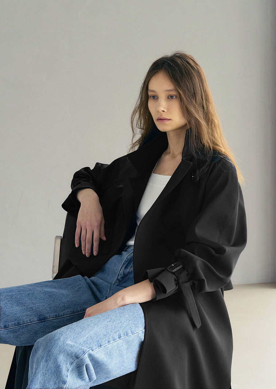 SEMI FLAP ROBE TRENCH COAT (moat black) - 감도 깊은 취향 셀렉트샵 29CM