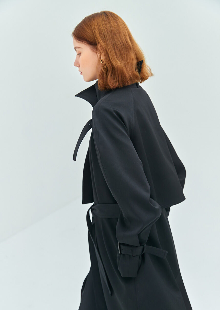 SEMI FLAP ROBE TRENCH COAT (moat black) - 감도 깊은 취향 셀렉트샵 29CM