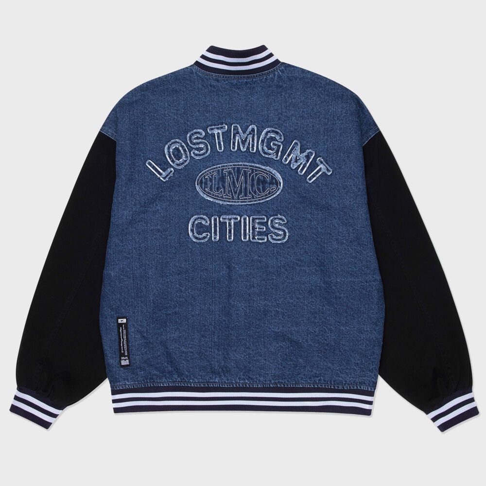 LMC OVAL WASHED BASEBALL JACKET dark blue - 감도 깊은 취향 셀렉트샵 29CM