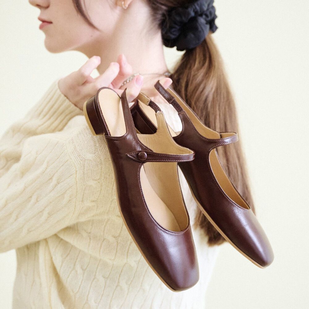 [리퍼브] IS_221320 Square Snap Slingback_Choco Brown - 감도 깊은 취향 셀렉트샵 29CM