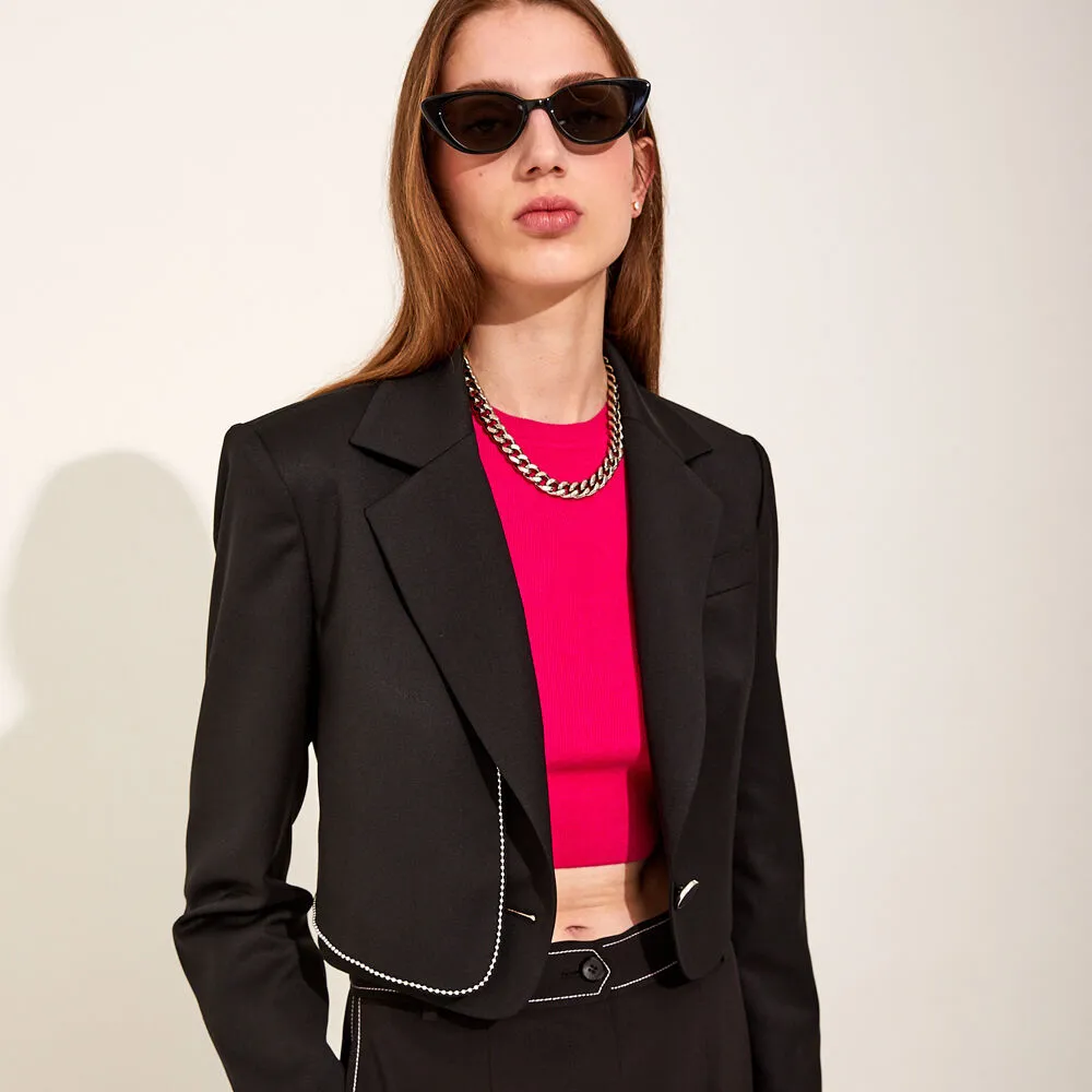 Wool chain Cropped Jacket [BLACK] - 감도 깊은 취향 셀렉트샵 29CM