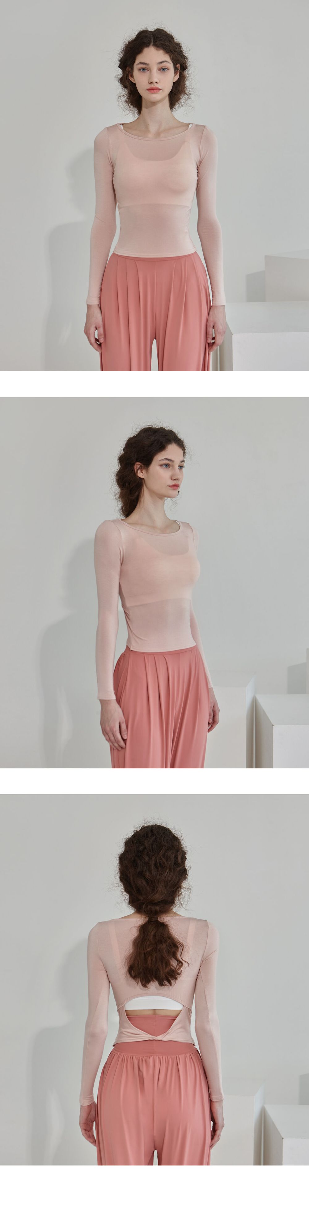 여성 요가복 DEVI-T0082-살몬핑크 필라테스 롤리 스핀백 롱슬리브 - 감도 깊은 취향 셀렉트샵 29CM