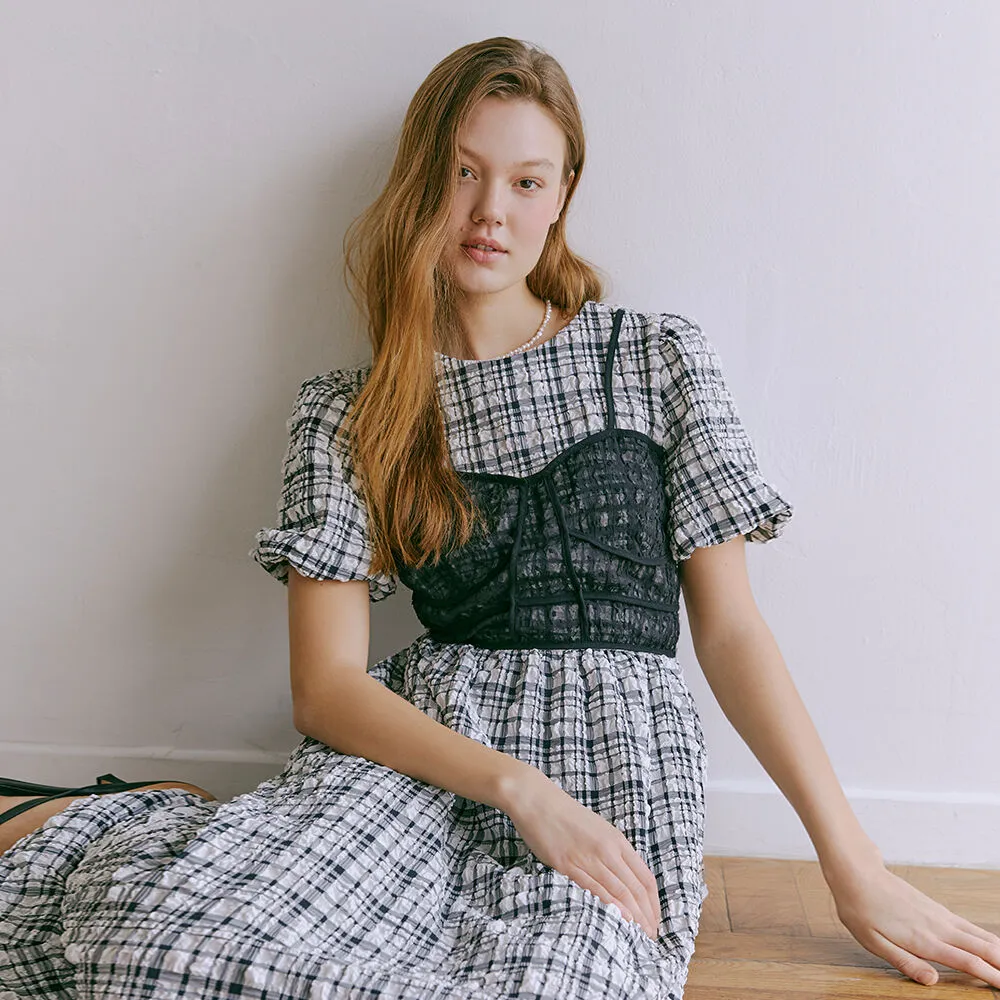 Check Bubble Bustier Dress, Black - 감도 깊은 취향 셀렉트샵 29CM