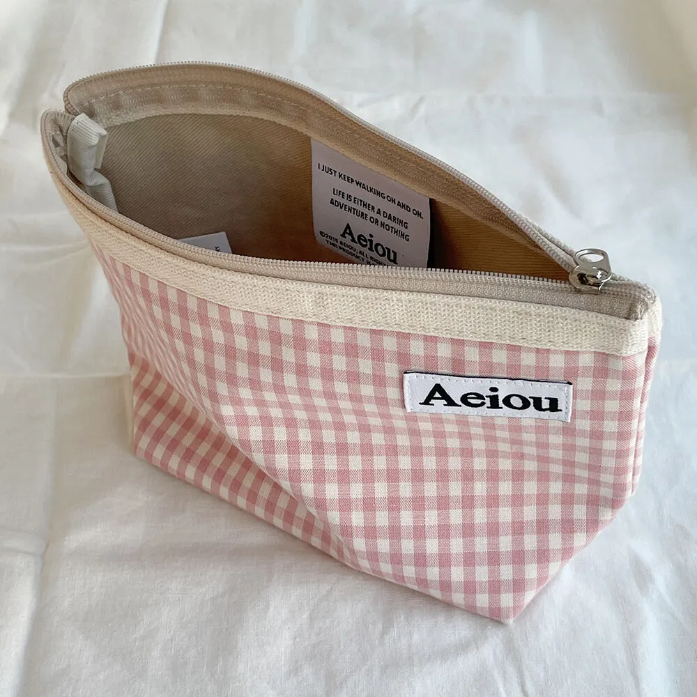 Aeiou Basic Pouch (L size) Cherry Blossom Check - 감도 깊은 취향 셀렉트샵 29CM