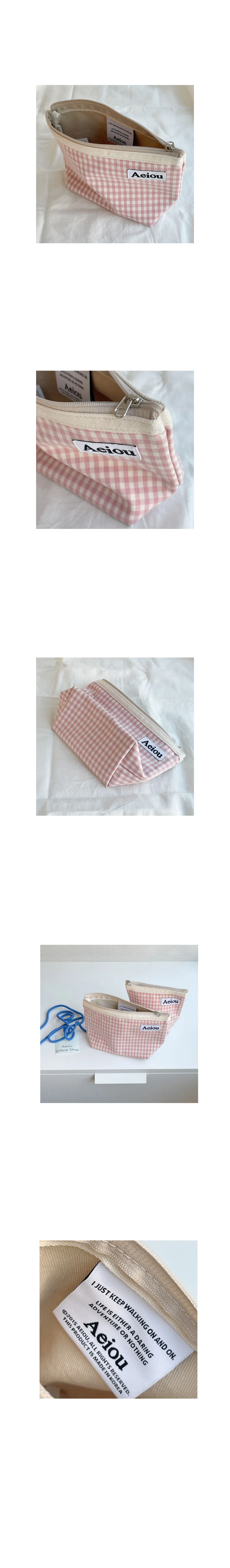 Aeiou Basic Pouch (L size) Cherry Blossom Check - 감도 깊은 취향 셀렉트샵 29CM