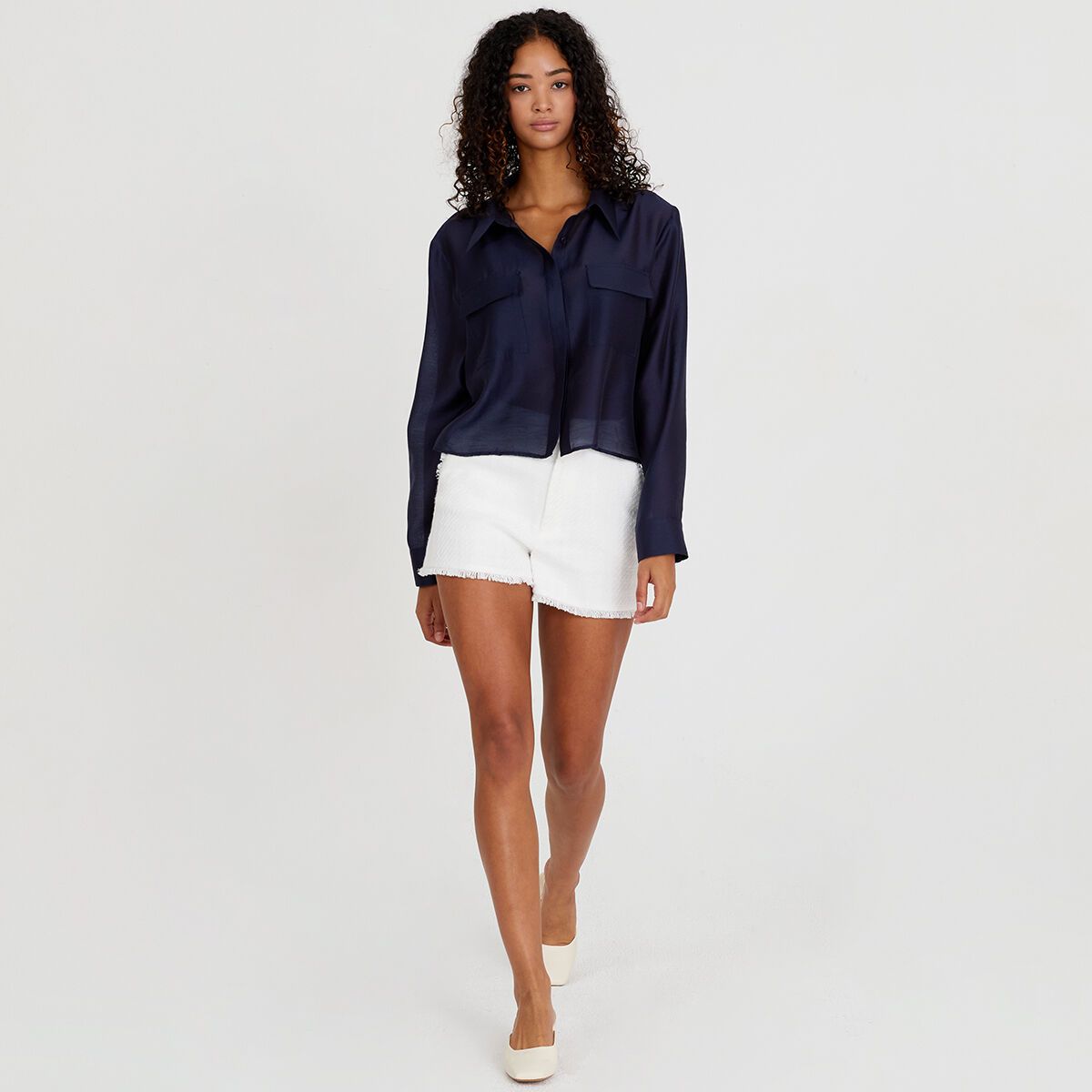 SHEER LONG SLEEVE SHIRT NAVY - 감도 깊은 취향 셀렉트샵 29CM