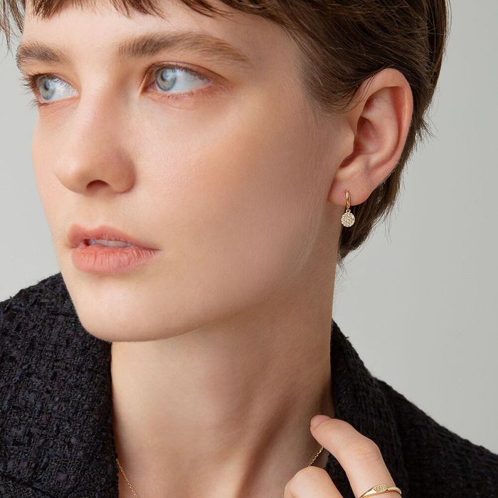 14k 파베 펜던트 드롭 원터치 귀걸이 (14k골드) #E20 - 감도 깊은 취향 셀렉트샵 29CM