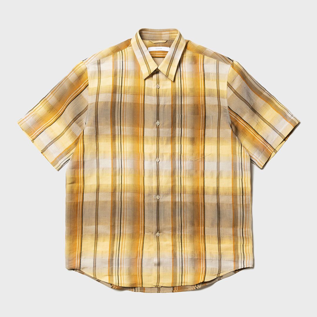 LINEN SILK CHECK HALF SHIRT (YELLOW) - 감도 깊은 취향 셀렉트샵 29CM