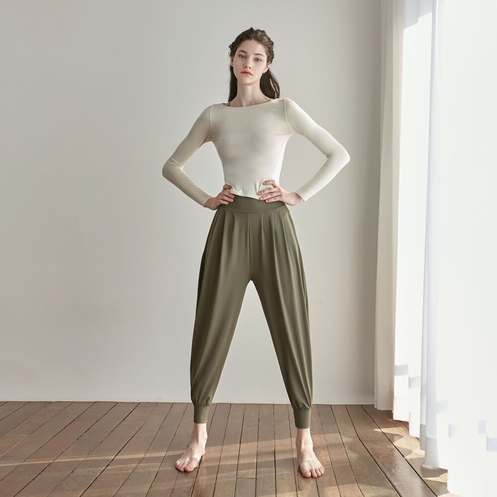 여성 요가복 DEVI-B0041-카키 필라테스 발레르 하렘팬츠 - 감도 깊은 취향 셀렉트샵 29CM
