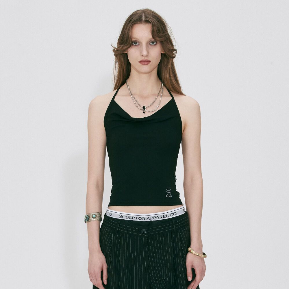 Basic Symbol Logo Cowl Top Black - 감도 깊은 취향 셀렉트샵 29CM