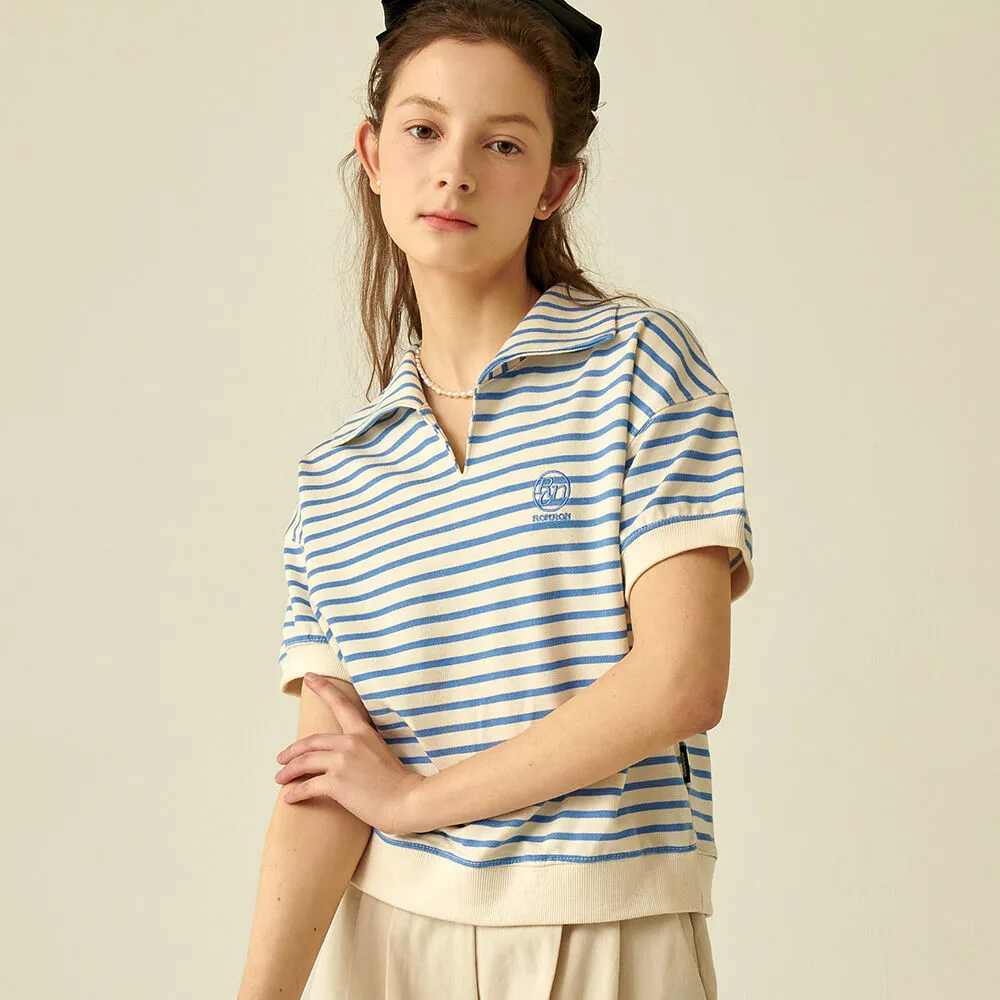 STRIPE COLLAR HALF T-SHIRT (5color) - 감도 깊은 취향 셀렉트샵 29CM