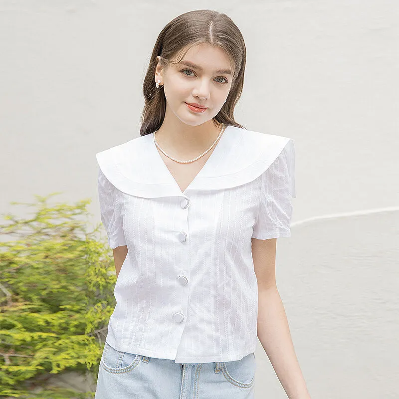 [CLET] BIG COLLAR BUTTON BLOUSE WHITE - 감도 깊은 취향 셀렉트샵 29CM