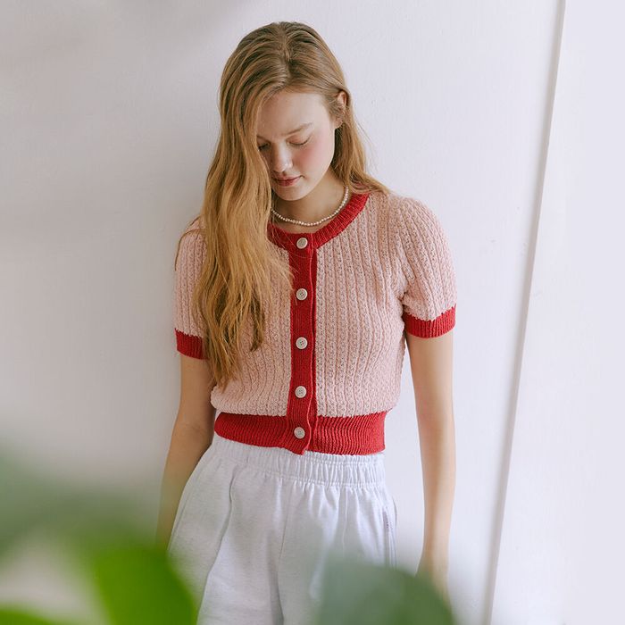 Color Block Knit Cardigan, Pink - 감도 깊은 취향 셀렉트샵 29CM