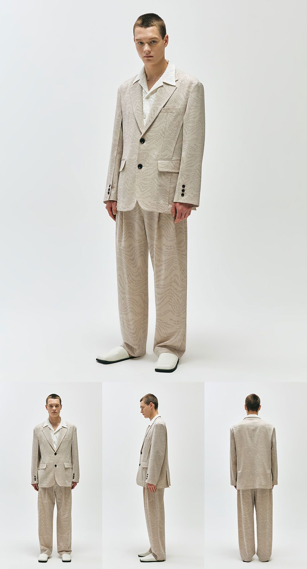 트위스트 텍스트 2버튼 오버핏 블레이저 자켓 베이지 - 감도 깊은 취향 셀렉트샵 29CM