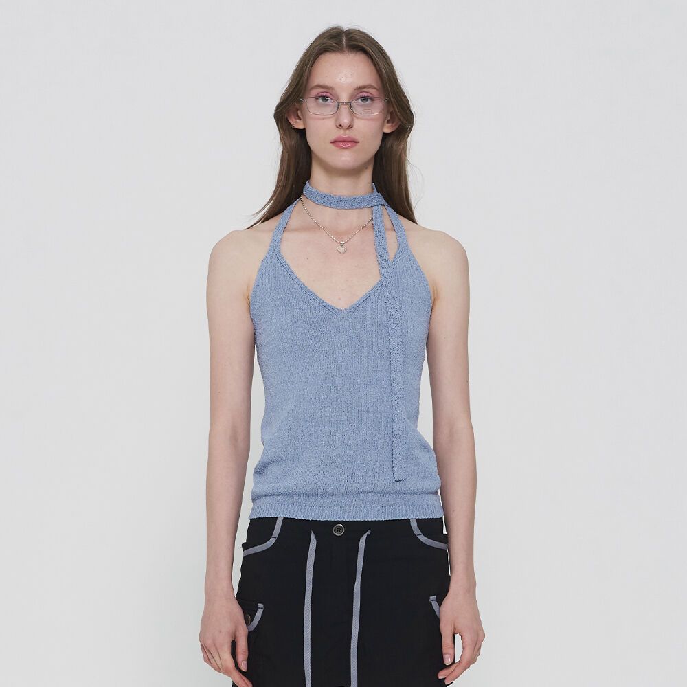 Knit Scarf Halter Top Blue - 감도 깊은 취향 셀렉트샵 29CM
