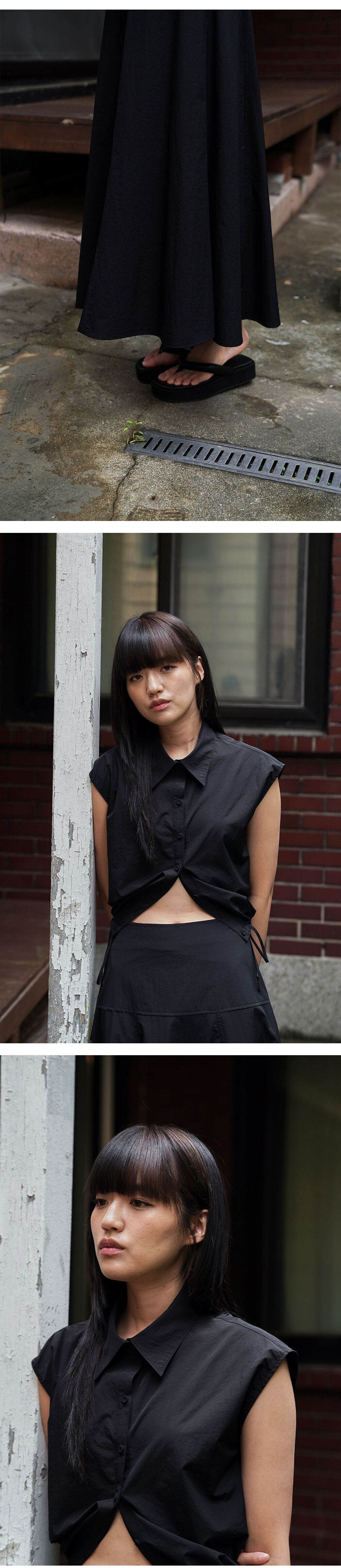 r e Cotton De String Shirts_Black - 감도 깊은 취향 셀렉트샵 29CM