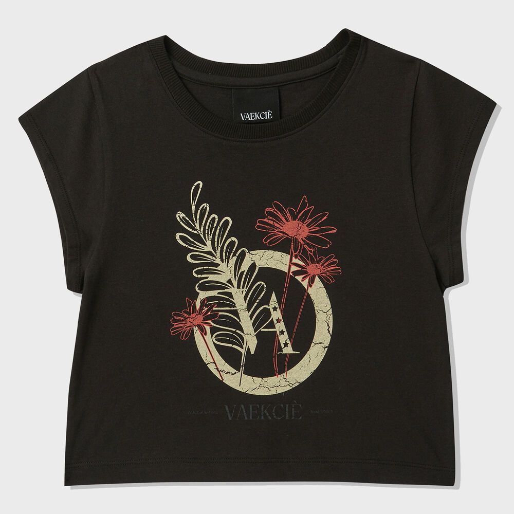 VA BOTANICAL CAP SLEEVE T-SHIRT_BLACK - 감도 깊은 취향 셀렉트샵 29CM