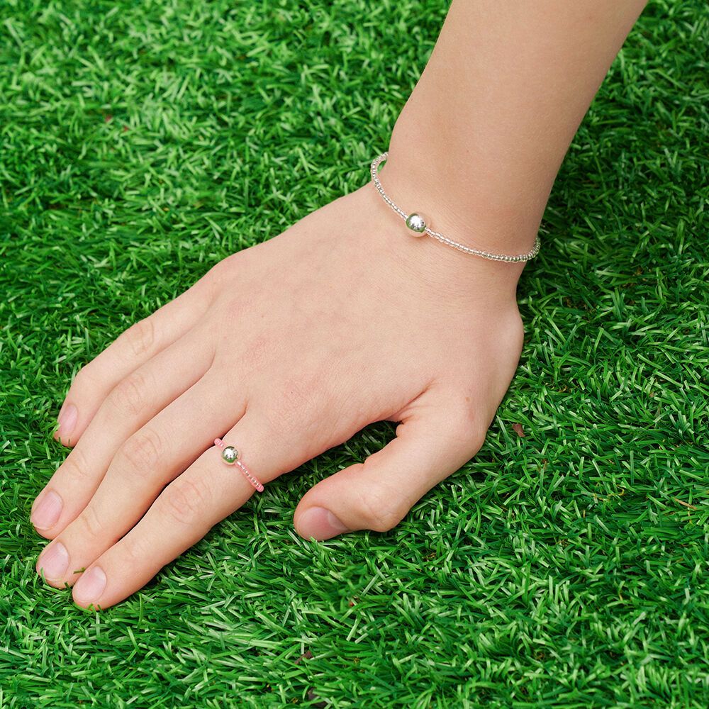 Silver Ball Pink Beads Ring (2set) - 감도 깊은 취향 셀렉트샵 29CM