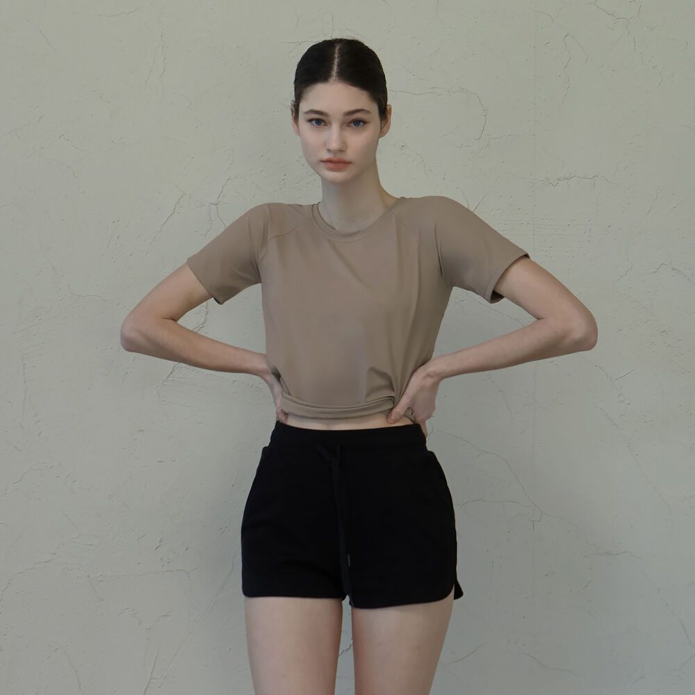 여성 요가복 DEVI-T0083-베이지 필라테스 쿨링 래글런 숏슬리브 - 감도 깊은 취향 셀렉트샵 29CM
