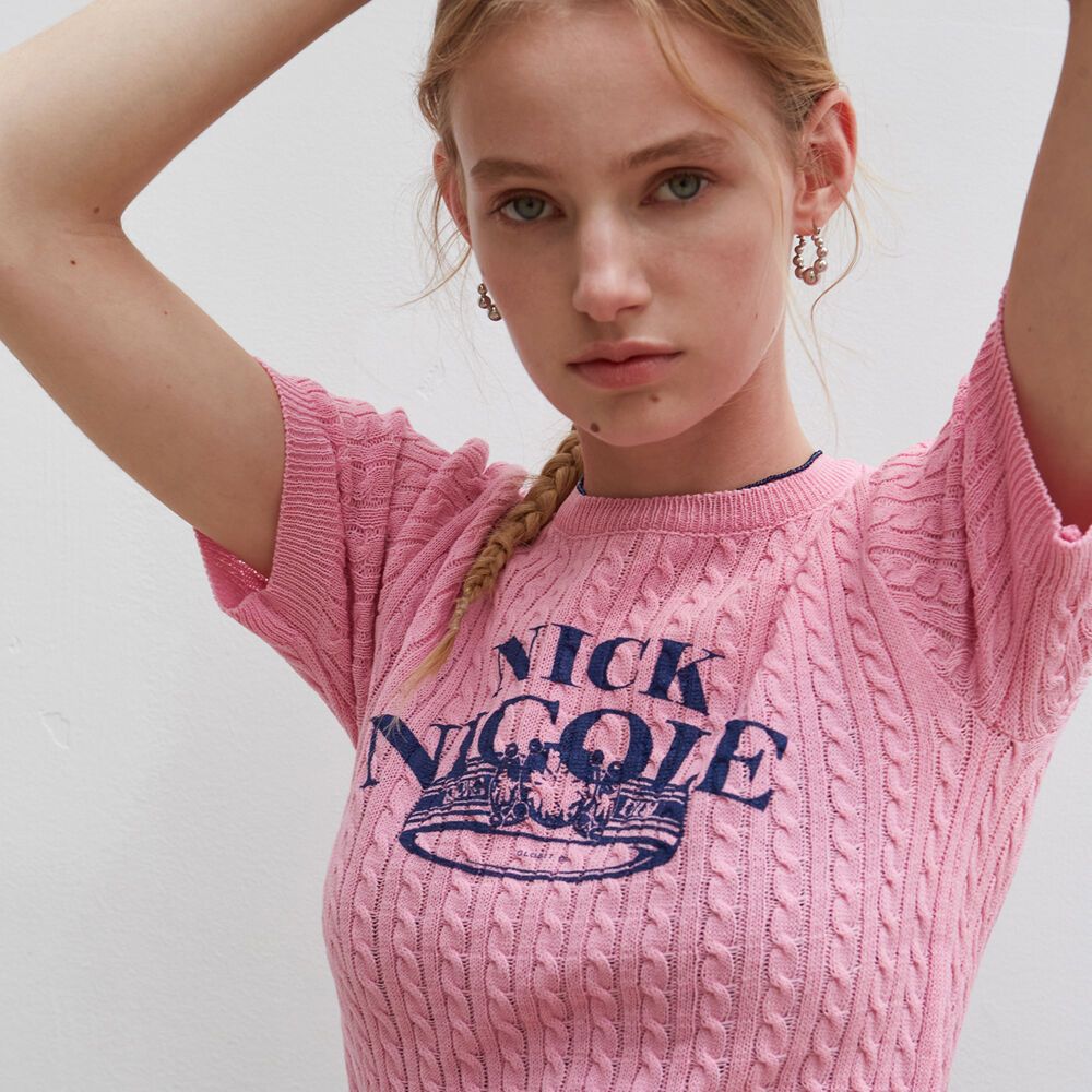 NICOLE RING TWIST VINTAGE HALF KNIT_PINK NAVY - 감도 깊은 취향 셀렉트샵 29CM