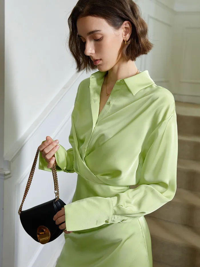 YY silken green waist gather dress - 감도 깊은 취향 셀렉트샵 29CM