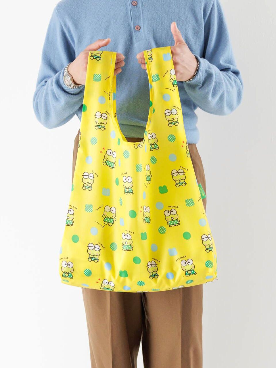 [바쿠백] 휴대용 장바구니 접이식 시장가방 Keroppi 감도 깊은 취향 셀렉트샵 29cm