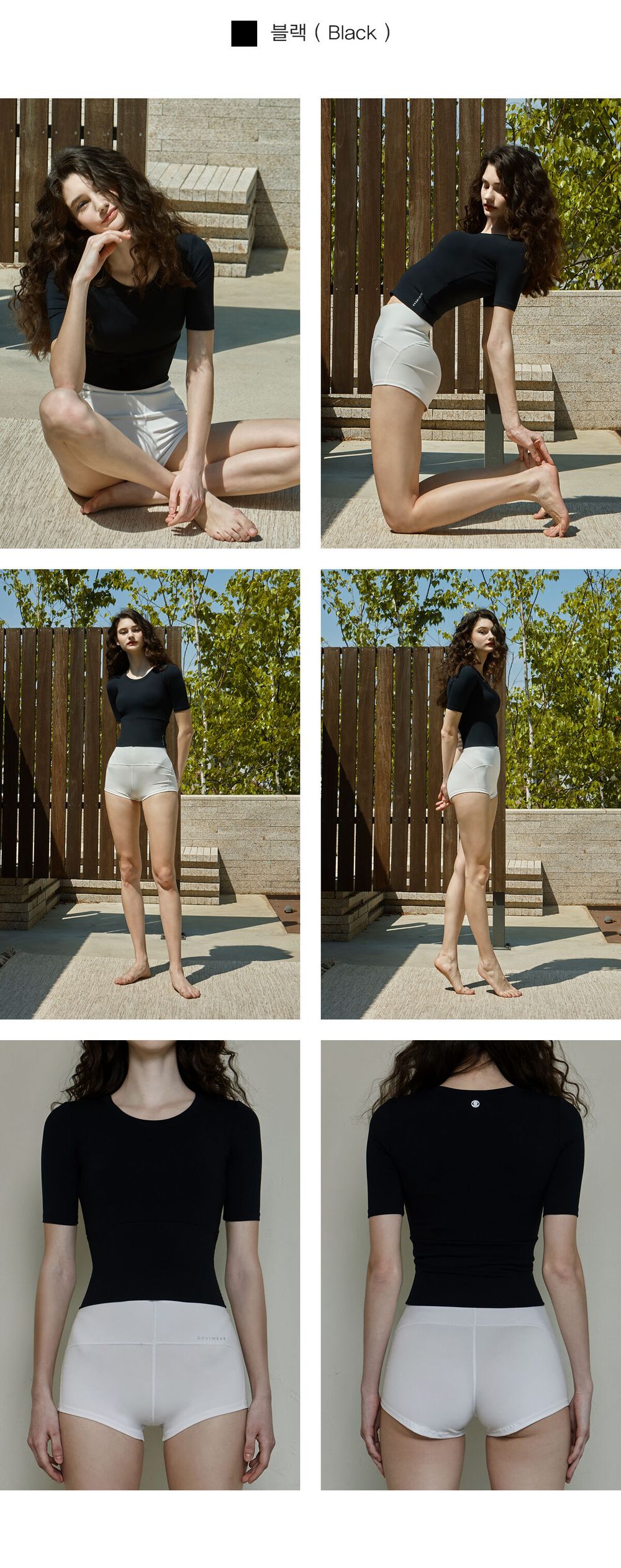 여성 요가복 DEVI-T0040-화이트 필라테스 반팔티 엣지 크롭 티셔츠 - 감도 깊은 취향 셀렉트샵 29CM