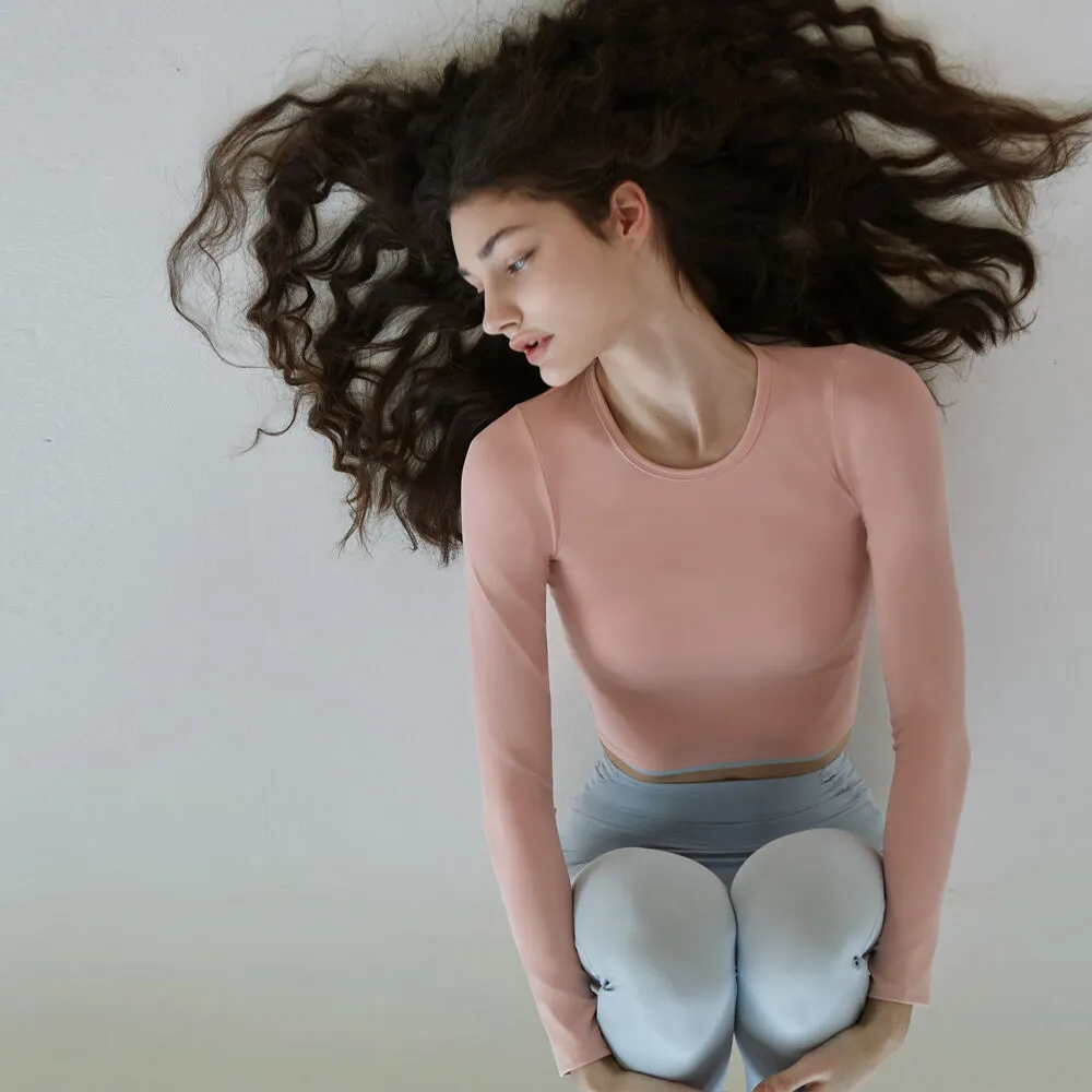 여성 요가복 DEVI-T0080-살몬핑크 필라테스 브리지 홀 크롭티 - 감도 깊은 취향 셀렉트샵 29CM