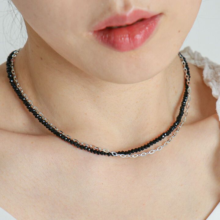 Black Crystal Line Silver Necklace In354 [Silver] - 감도 깊은 취향 셀렉트샵 29CM
