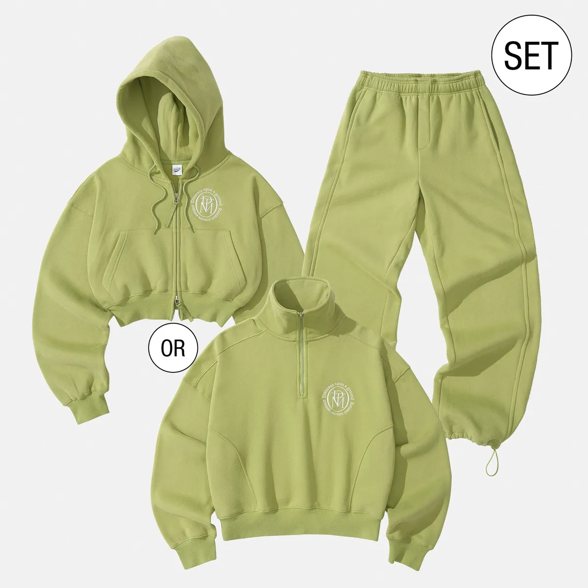[SET] CROP HOODIE or HALF ZIP-UP SET UP_LIGHT GREEN - 감도 깊은 취향 셀렉트샵 29CM