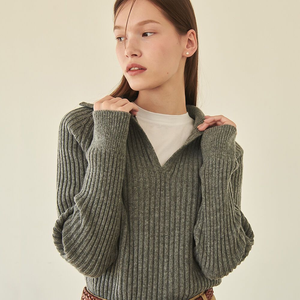 Raglan Collar Hook Cashlike Knit Grey - 감도 깊은 취향 셀렉트샵 29CM