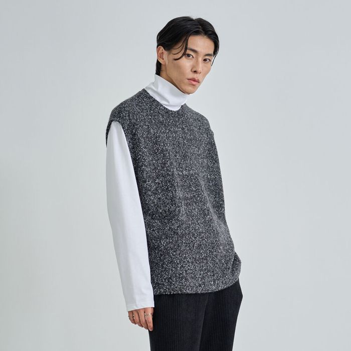 COLOR MIXED KNIT VEST [BLACK] - 감도 깊은 취향 셀렉트샵 29CM