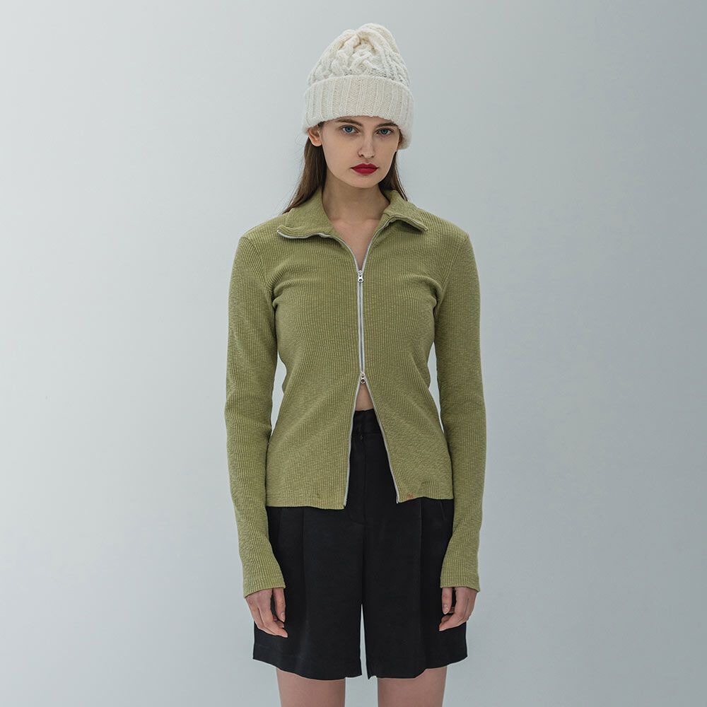 Two Way Zip Up Ribbed Knit Span Cardigan Olive Green 감도 깊은 취향 셀렉트샵 29cm
