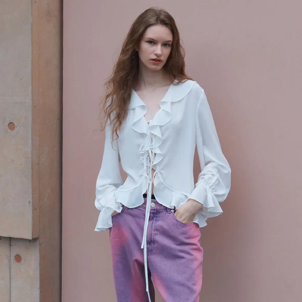Chiffon Ruffle Blouse (White) - 감도 깊은 취향 셀렉트샵 29CM