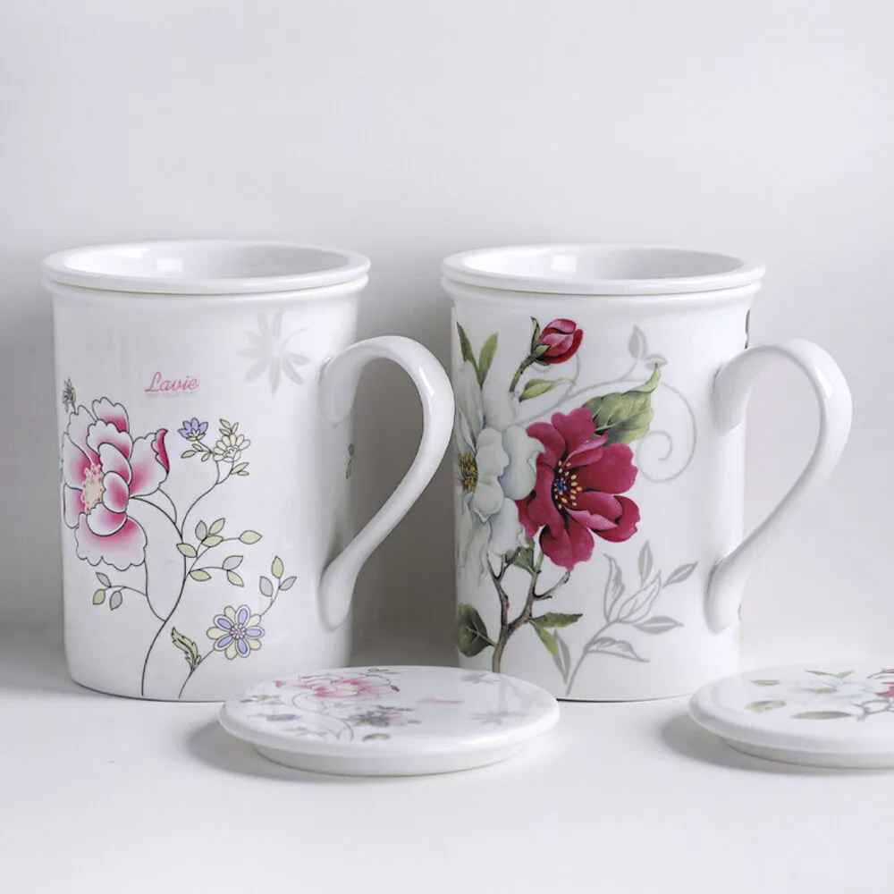 레트로 본 차이나 플랫뚜껑 도자기 필터머그 380ml - 감도 깊은 취향 셀렉트샵 29CM