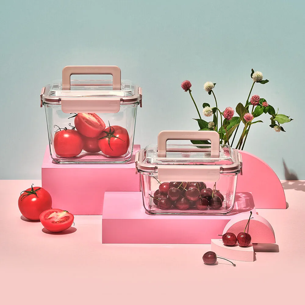 글라스락 핸디 퓨어 샌드핑크 2조 세트 (1.8L ,2.5L) - 감도 깊은 취향 셀렉트샵 29CM