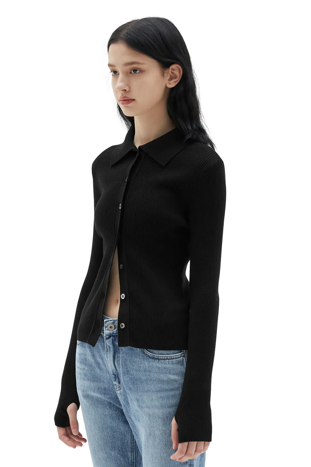 22FW W COLLAR CARDIGAN(BLACK) - 감도 깊은 취향 셀렉트샵 29CM