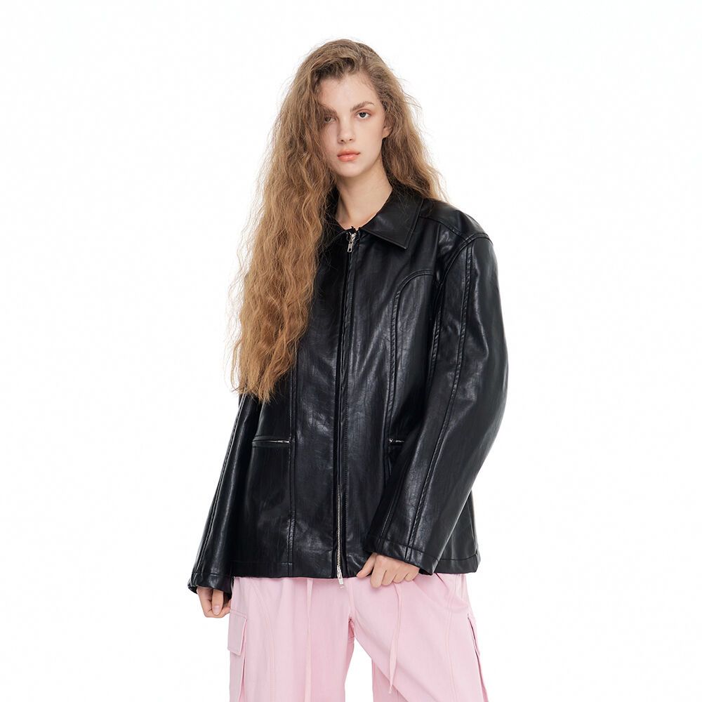 [ICC22UJK07BK] 잇자바이브 로고 레더 자켓 - 감도 깊은 취향 셀렉트샵 29CM