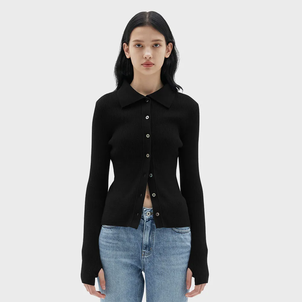 22FW W COLLAR CARDIGAN(BLACK) - 감도 깊은 취향 셀렉트샵 29CM