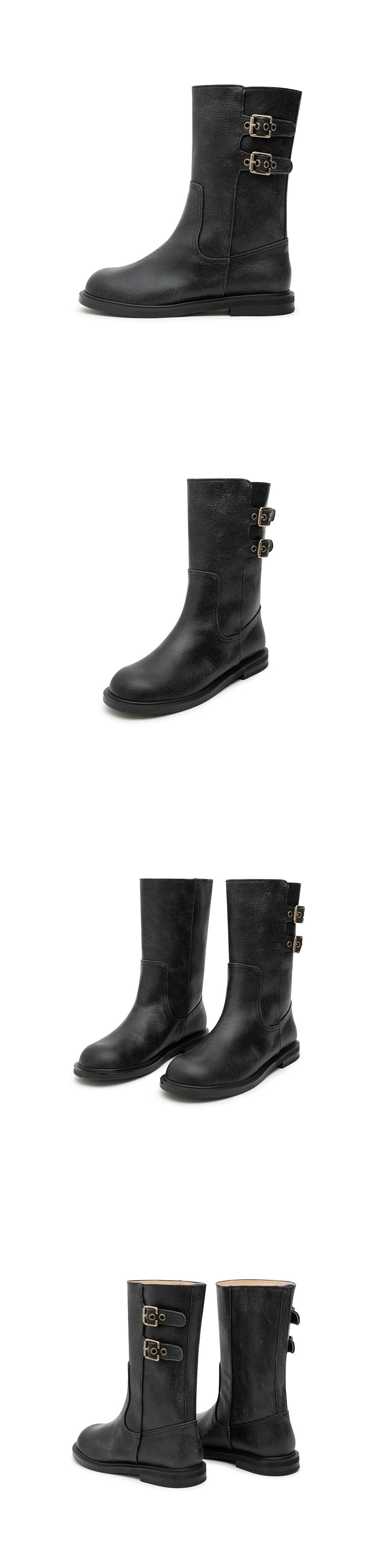 VINTAGE TWO BUCKLES MID BOOT_BUTTERO BLACK - 감도 깊은 취향 셀렉트샵 29CM