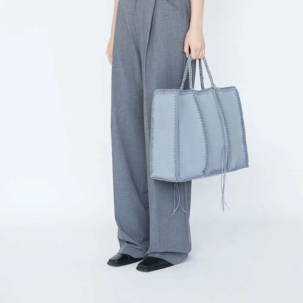 SUEDE PATCHWORK TOTE BAG IN GREY BLUE - 감도 깊은 취향 셀렉트샵 29CM
