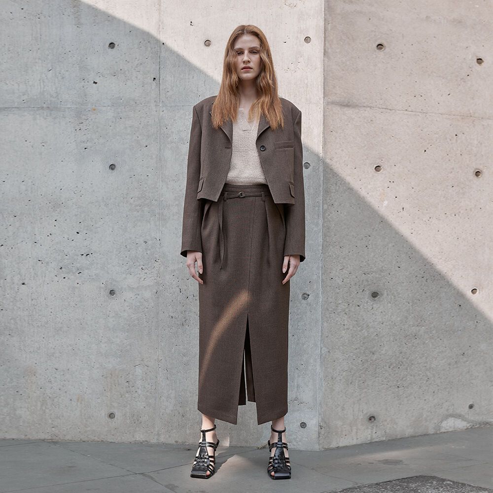 BELTED TUCK LONG SKIRT_BROWN - 감도 깊은 취향 셀렉트샵 29CM