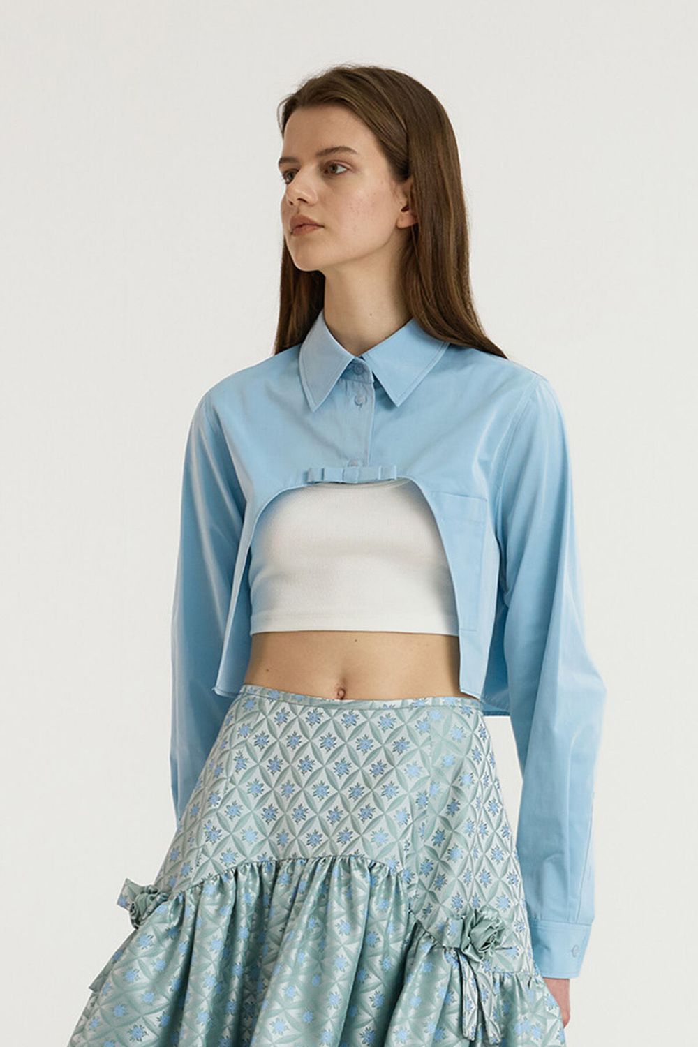 Cropped Ribbon Shirts_Blue - 감도 깊은 취향 셀렉트샵 29CM