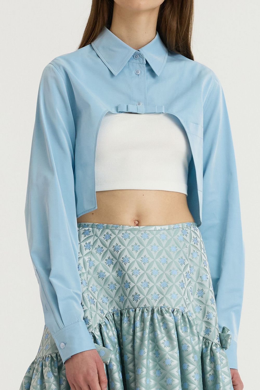 Cropped Ribbon Shirts_Blue - 감도 깊은 취향 셀렉트샵 29CM